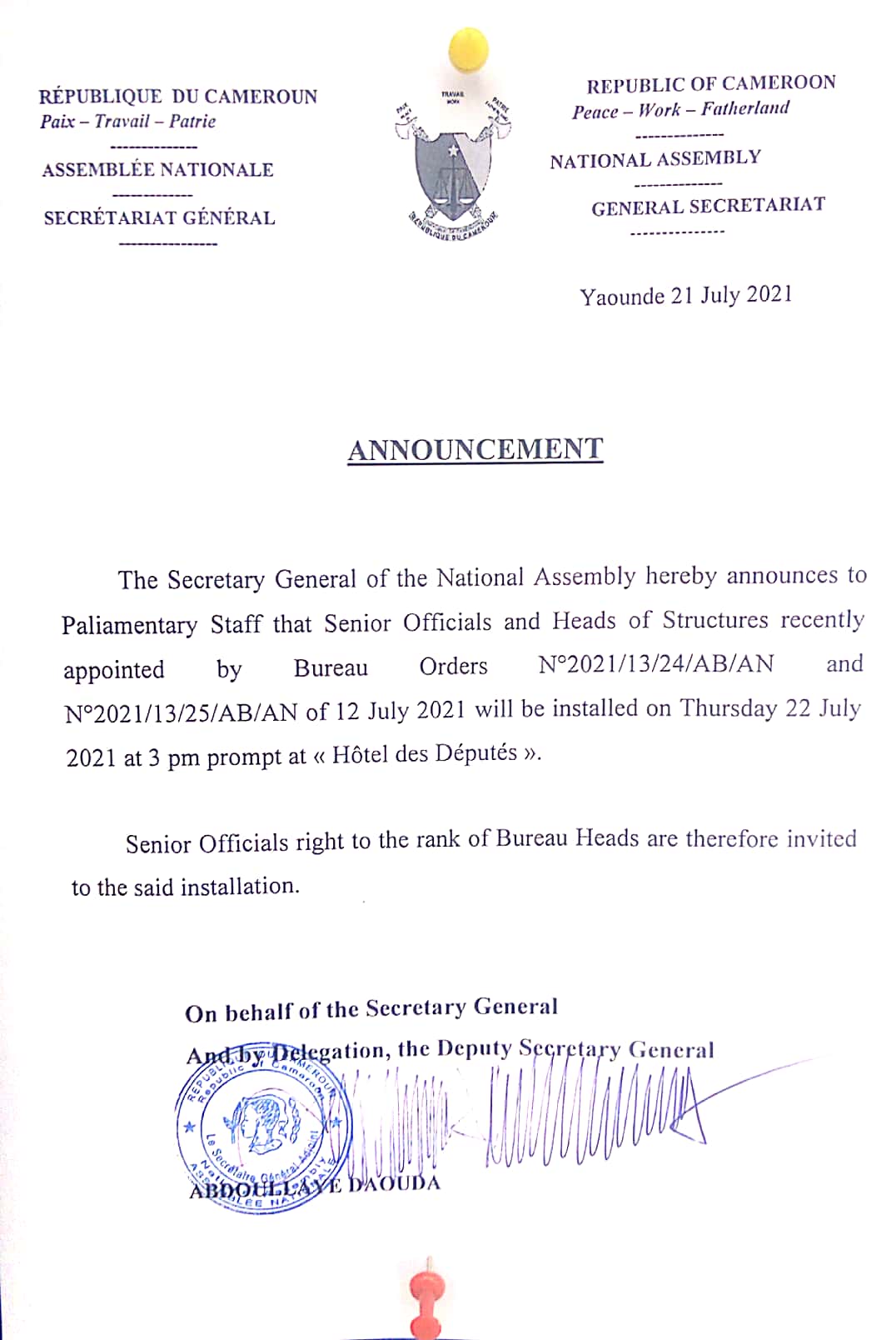 L'Assemblée Nationale du Cameroun - The National Assembly of Cameroon